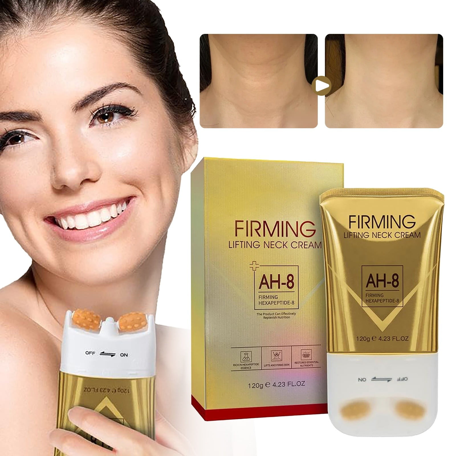 Ah-8 Firming Neck Cream, Neck Firming Cream with Double Roller Massage ...