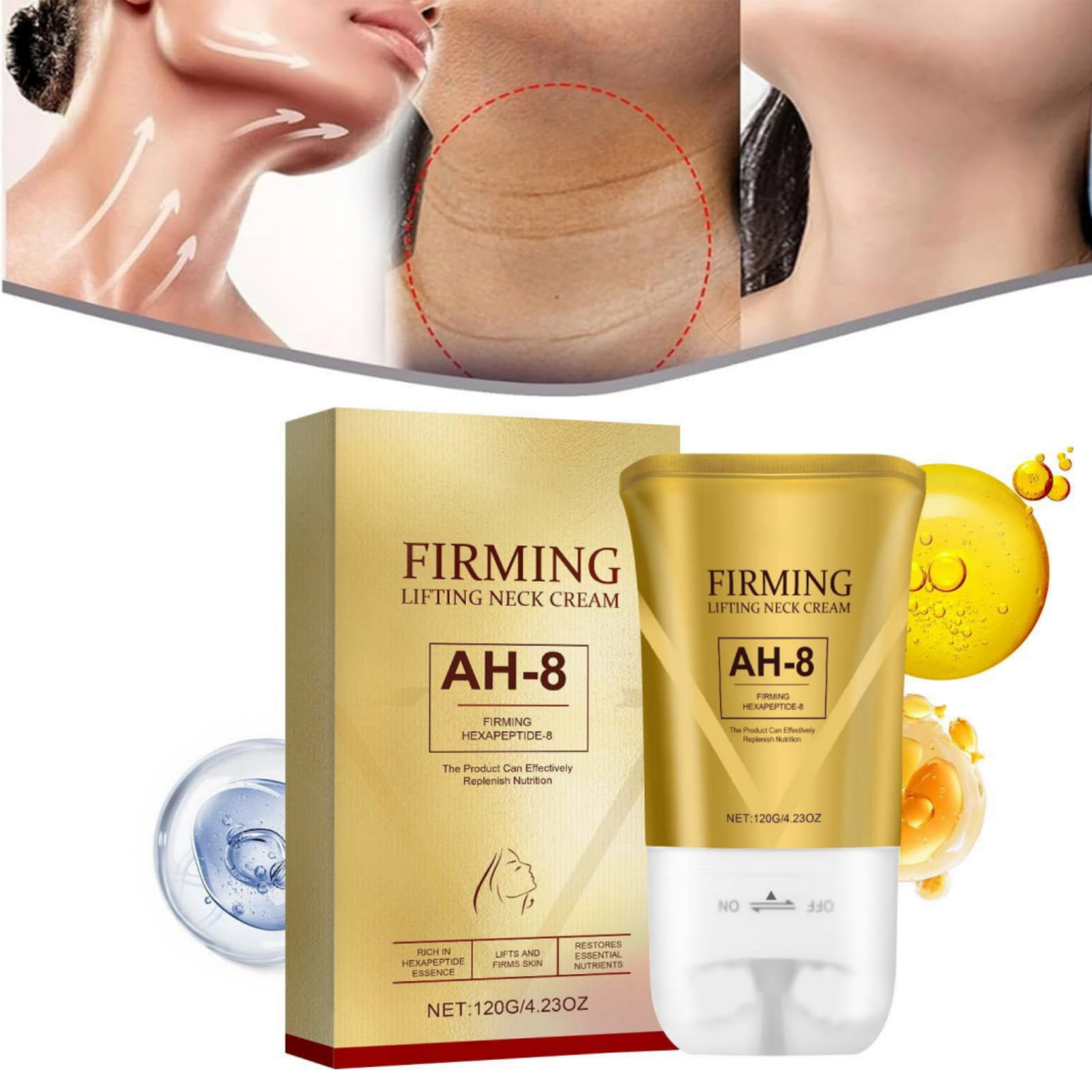 Ah-8 Neck Firming Cream, Tighten and Lift Neck Cream with Double Roller ...
