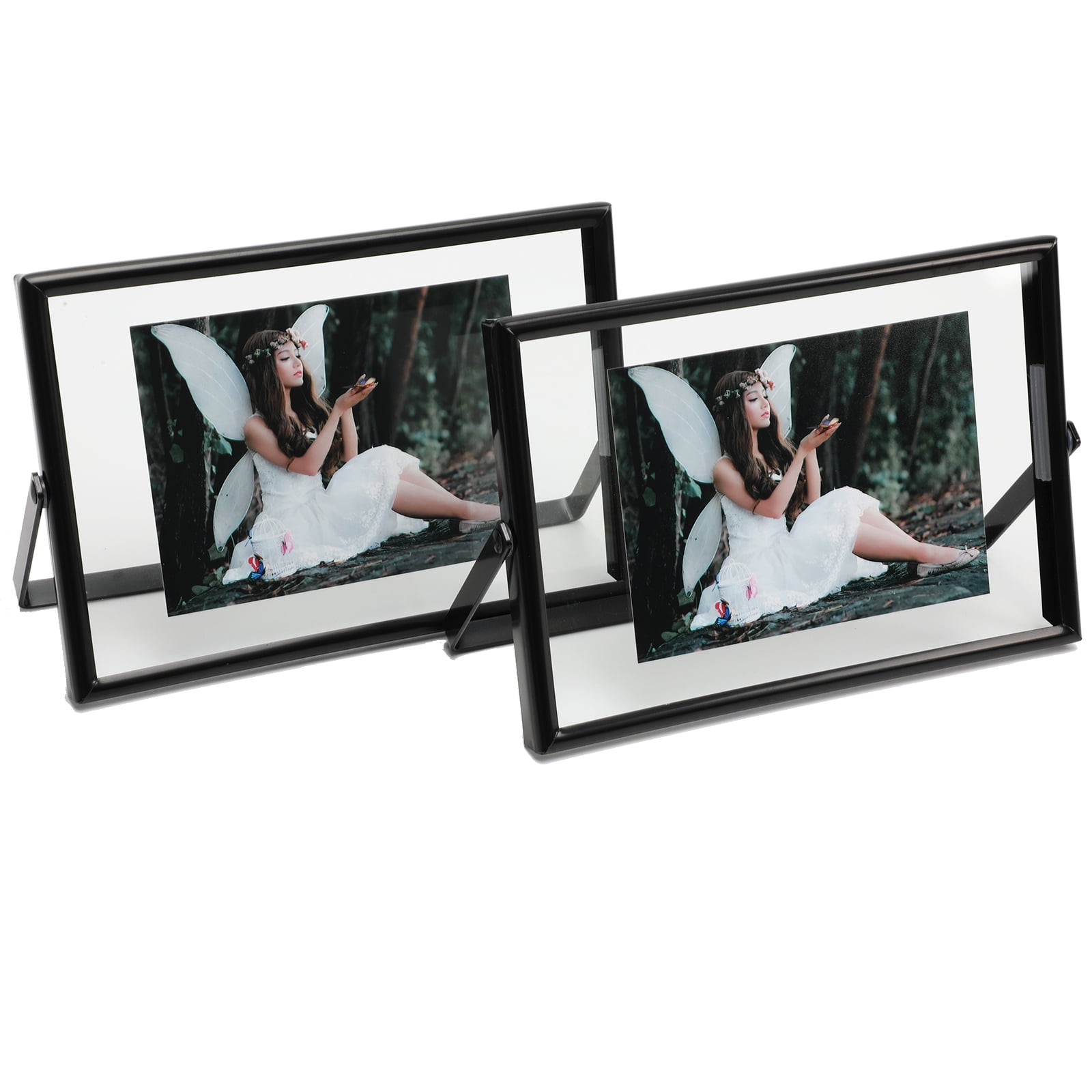 AhaGo 4x6 Black Floating Picture Frame, 2 Set, Horizontal, For Photo ...