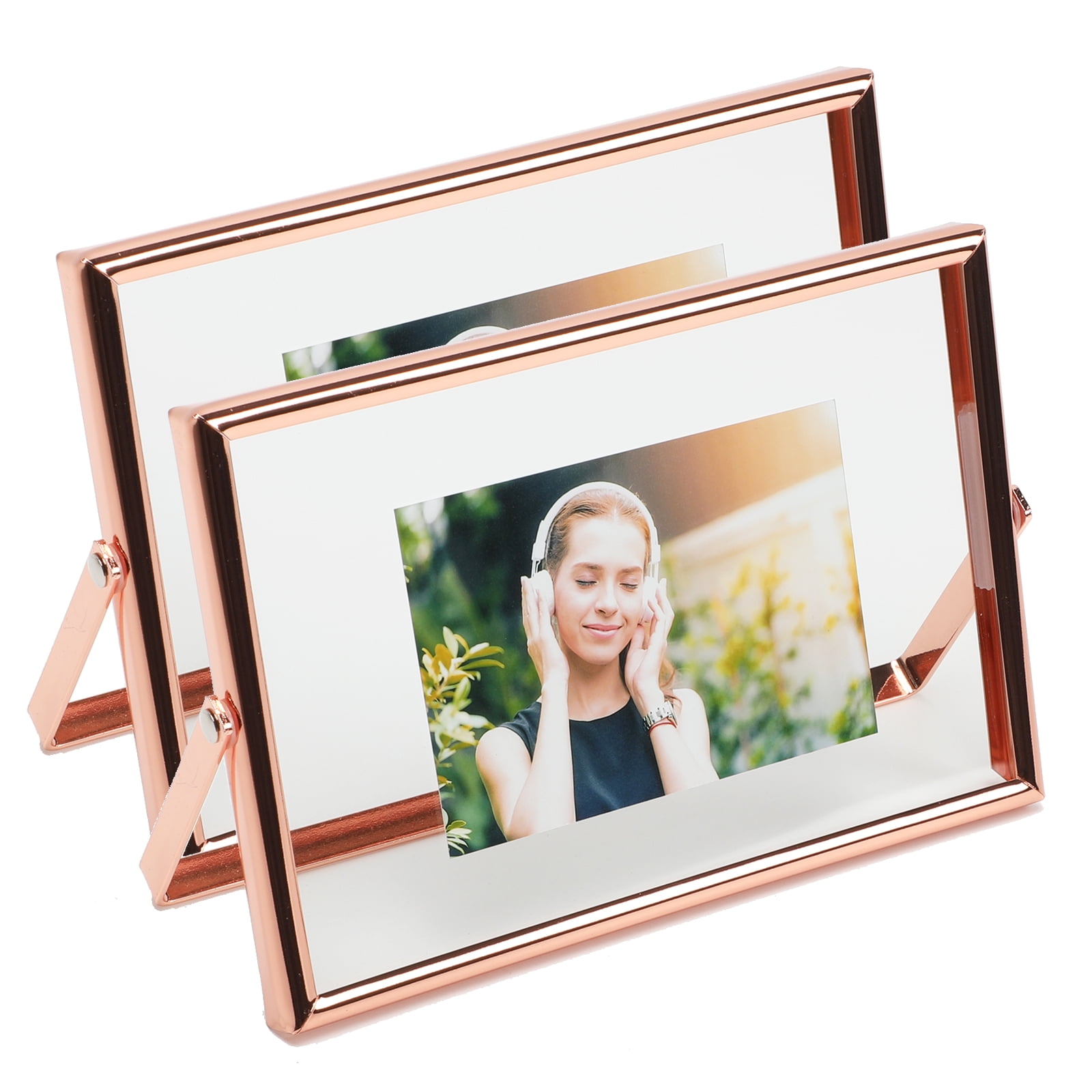 AhaGo 4x6 Rose Gold Floating Picture Frame, 2 Set, Horizontal, For ...