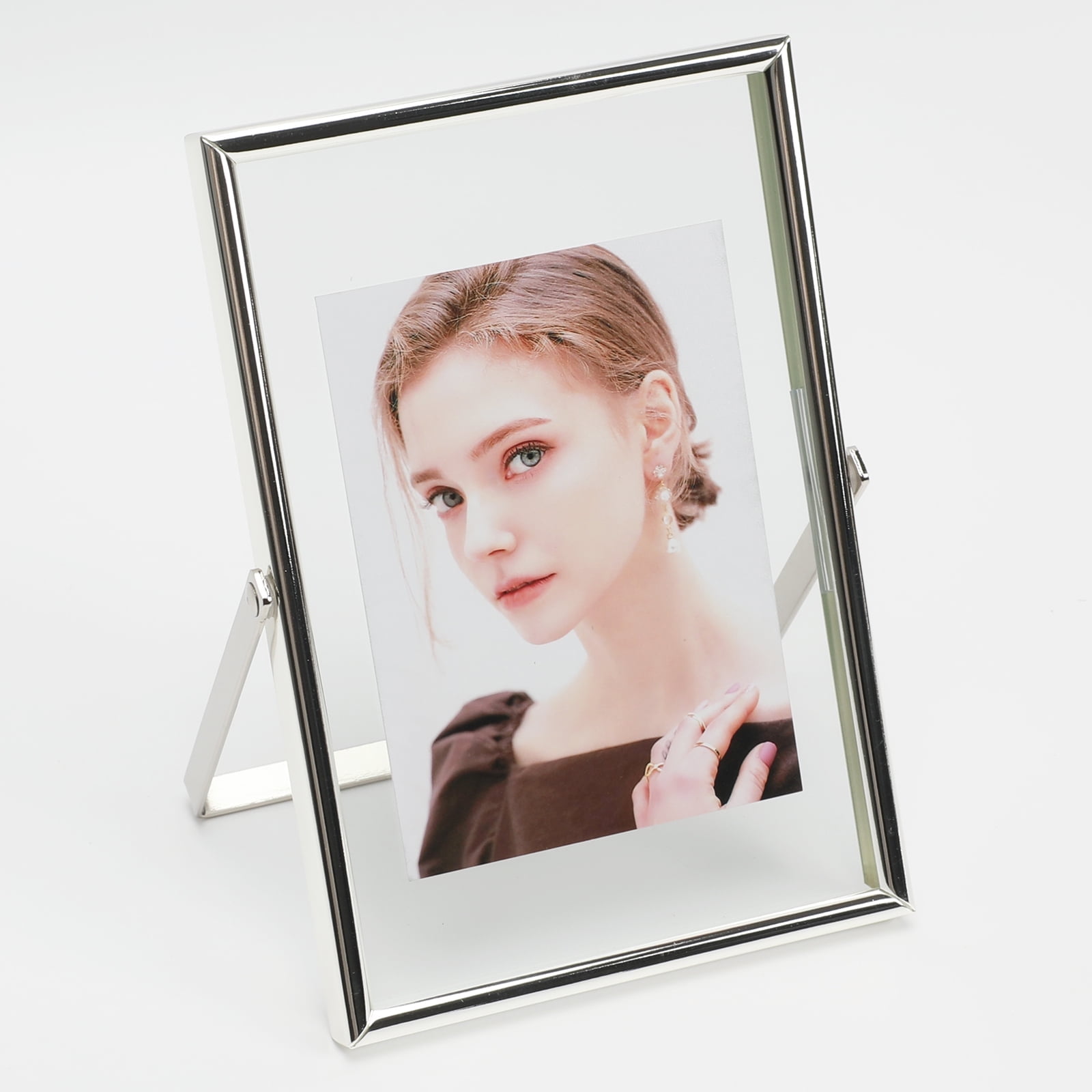 AhaGo 4x6 Silver Floating Picture Frame, Vertical, For Photo 4x6, 3.5x5 ...