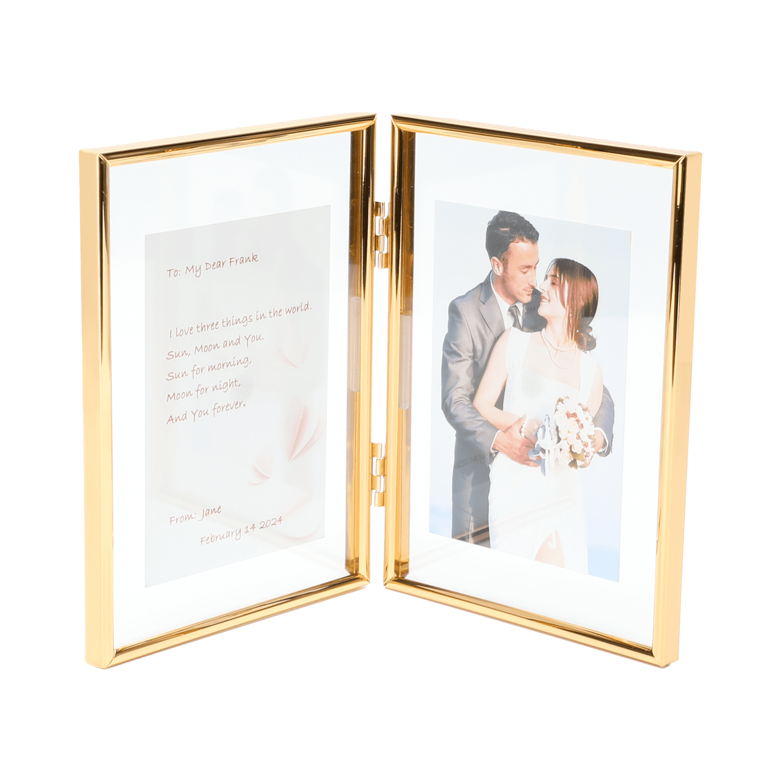 AhaGo Folding Double Frame, Gold Floating Picture Frame with Hinge, 5"× ...
