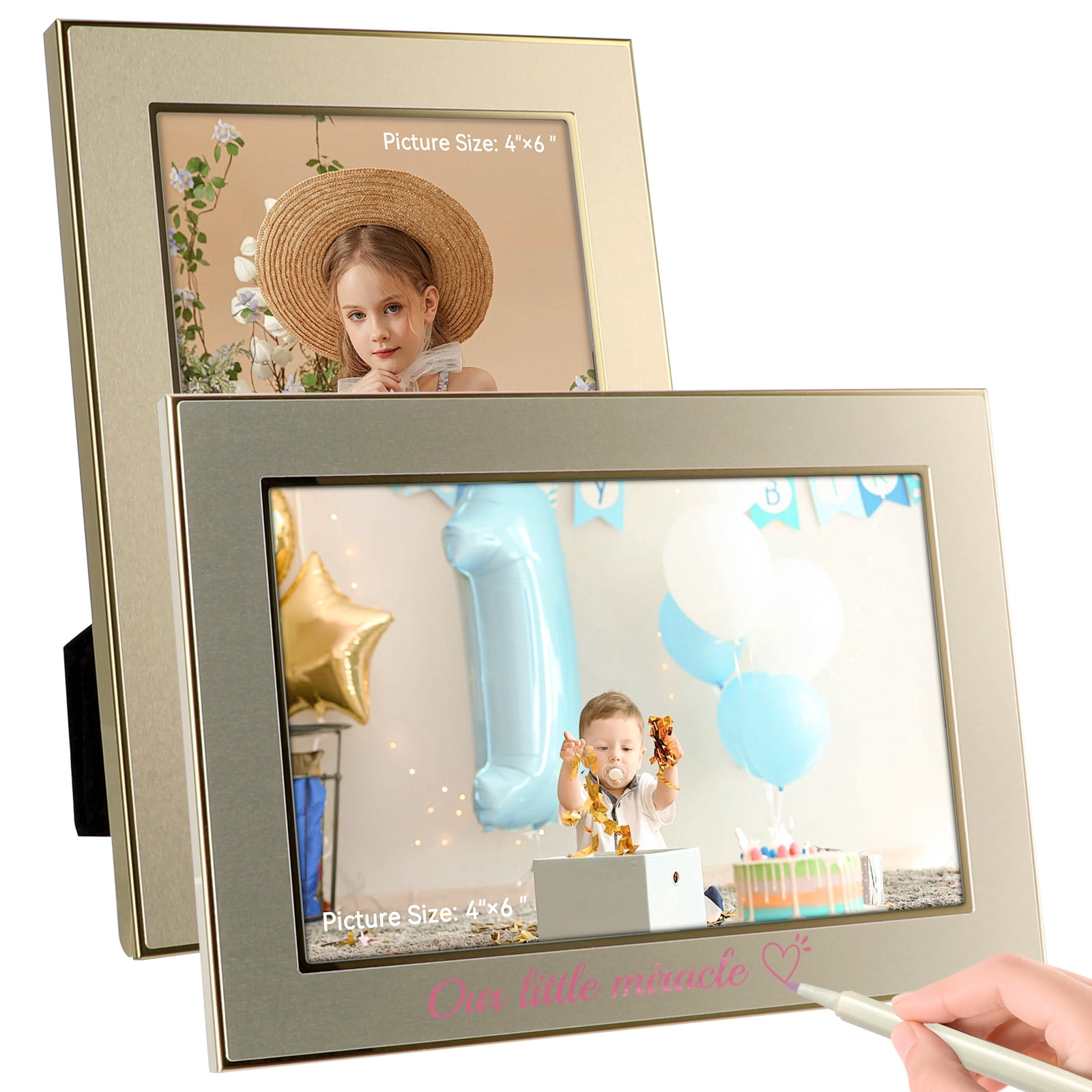 AhaGo Wide Edge Photo Frame, 4×6 inches, Set of 2, Personalized ...
