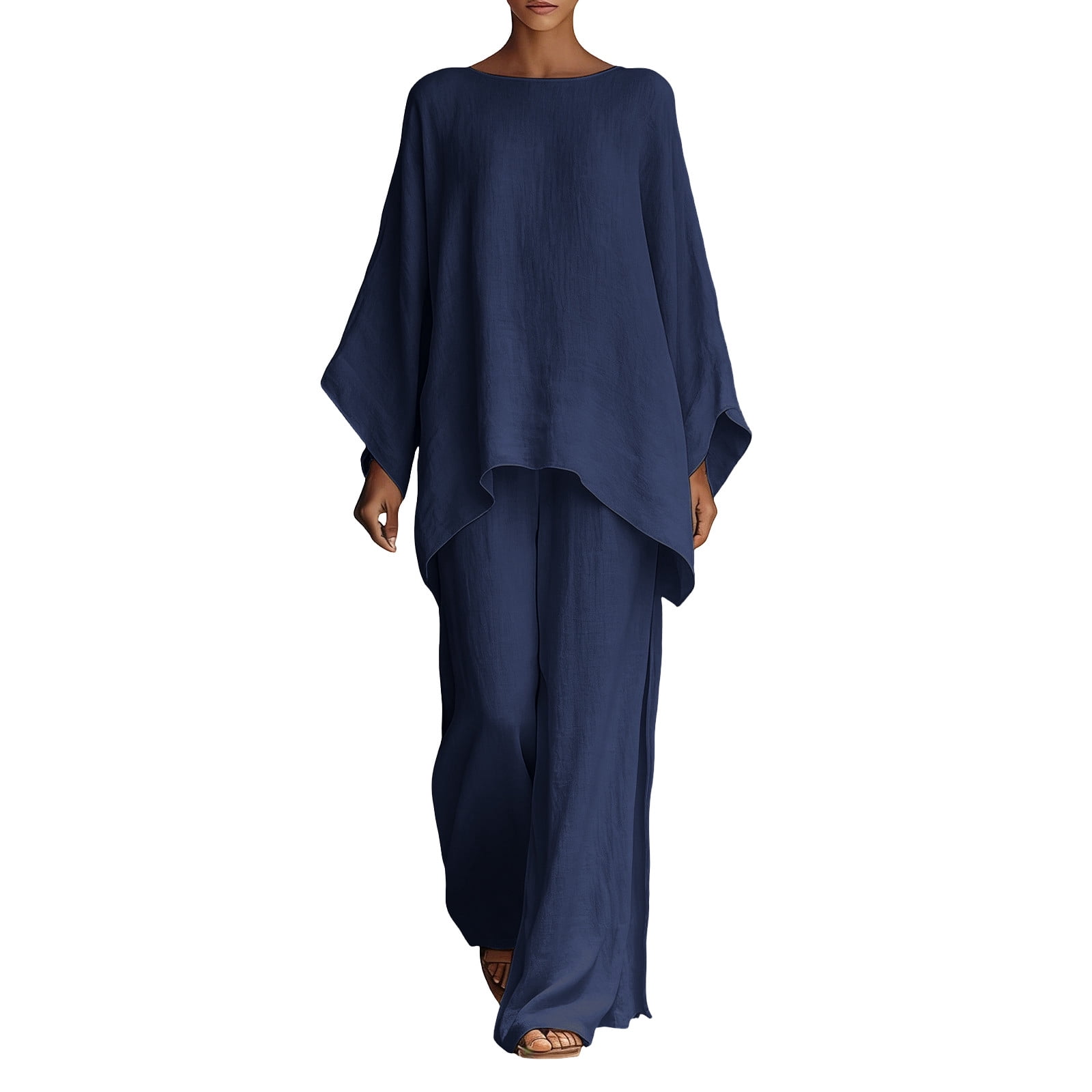 Ahabrexf 2 Pc Sets for Women V-Neck Long Sleeve Top and Long Pants with ...