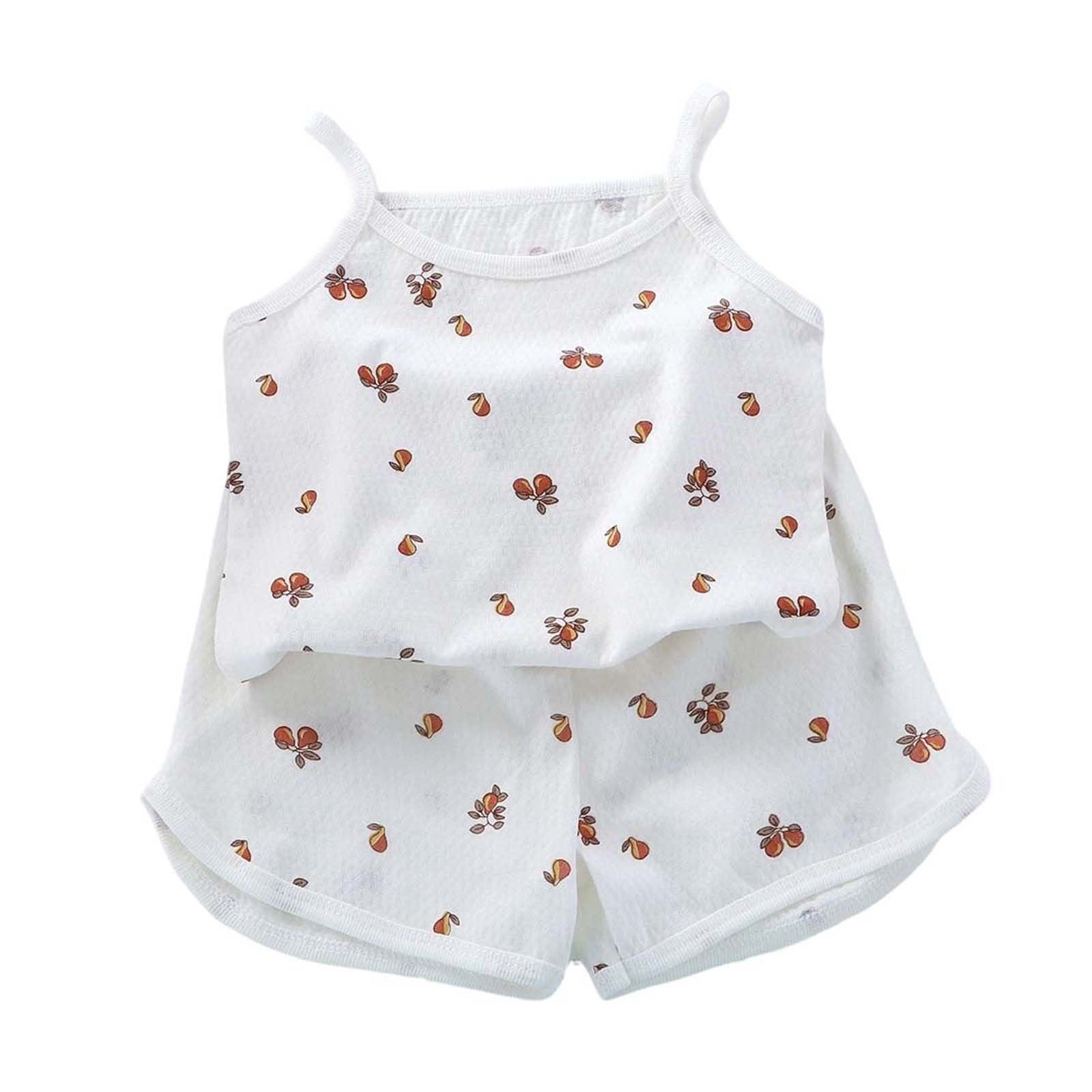 Ahabrexf 2-Piece Summer Outfit for Toddler Girls, Printed Cami Top and ...