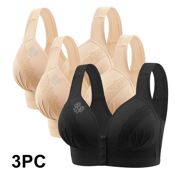 Ahabrexf Comfortable Bras for Women 3Pc Ladies Traceless Comfortable No ...