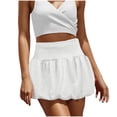 Ahabrexf A-Line Skirt Puff Hem Flared Mini Women's Solid Style Casual ...