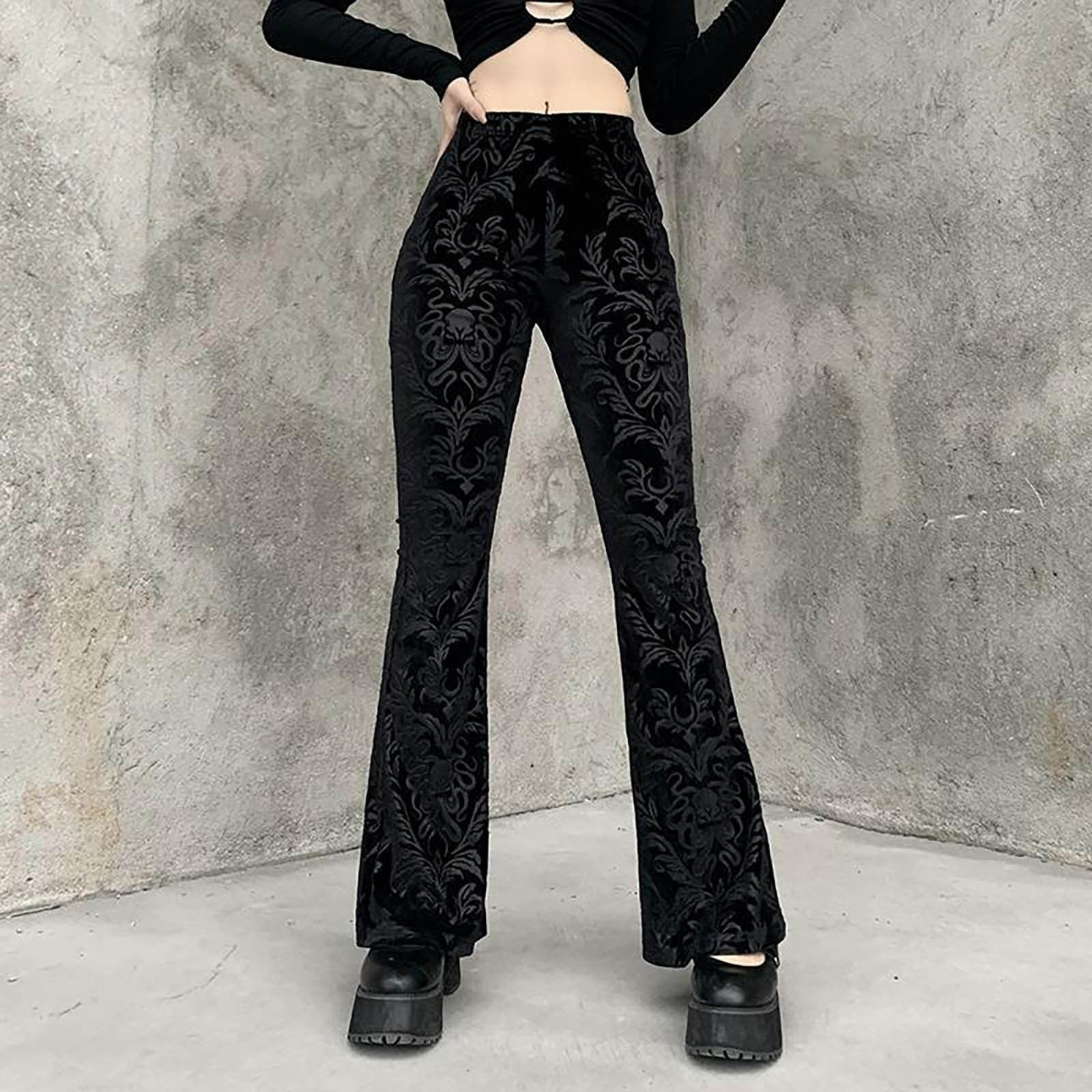Ahabrexf Black Leggings Women Sexy Black Lace Flare Pants See Through ...