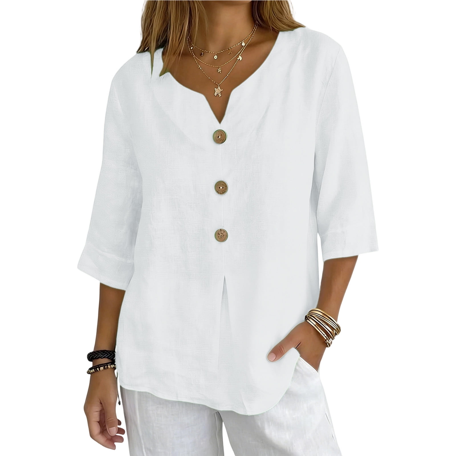 Ahabrexf Blouses for Women Casual, Timeless Button-Down Shirt with ...
