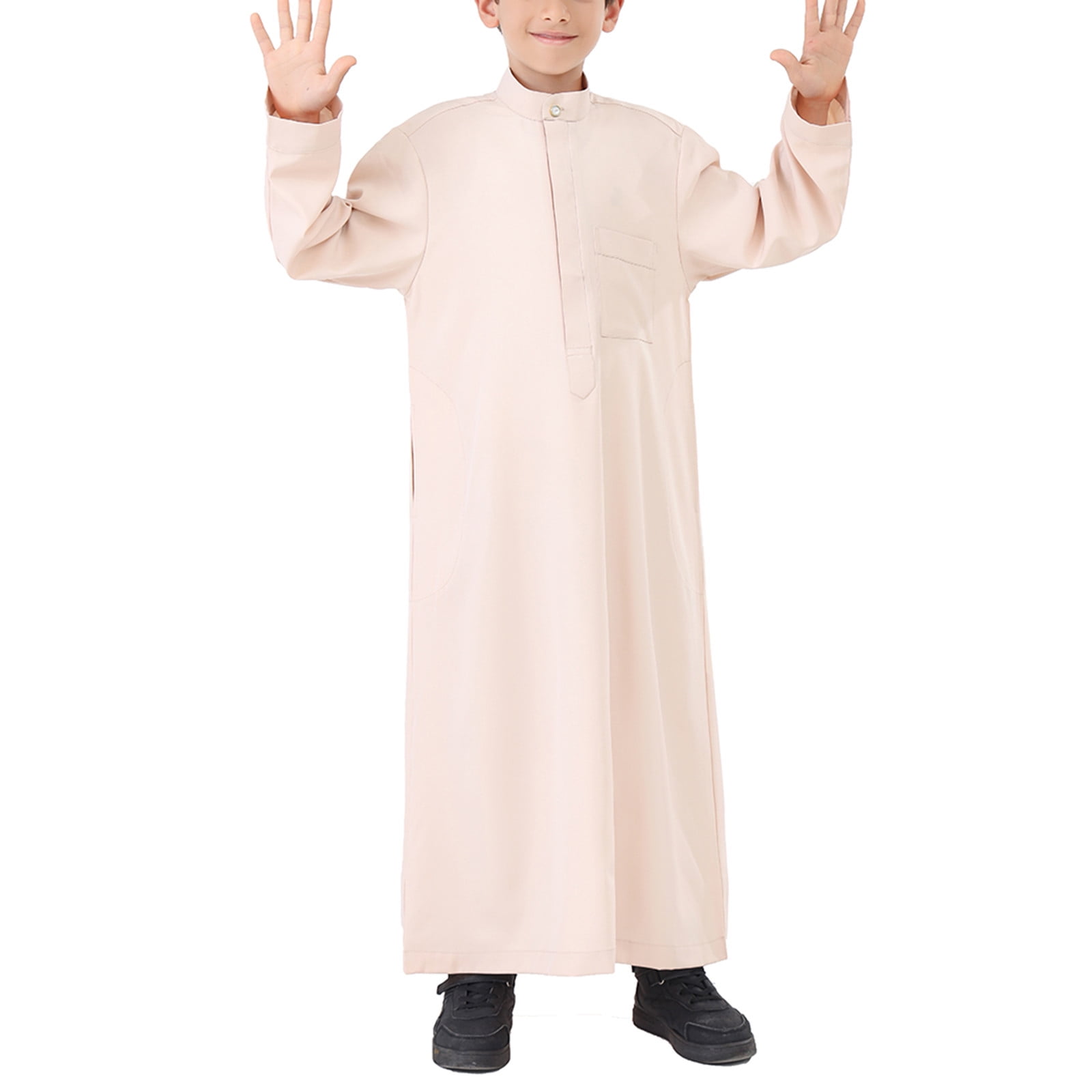 Ahabrexf Boy's Solid Muslim Robe Arab Middle Robe Long Style Long ...
