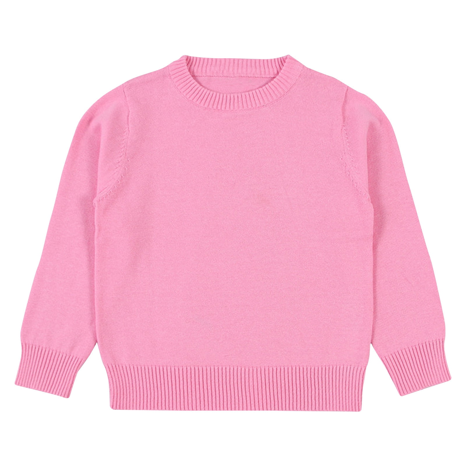 Ahabrexf Boys And Girls Solid Color Sweater Pullover Knitted Sweater ...