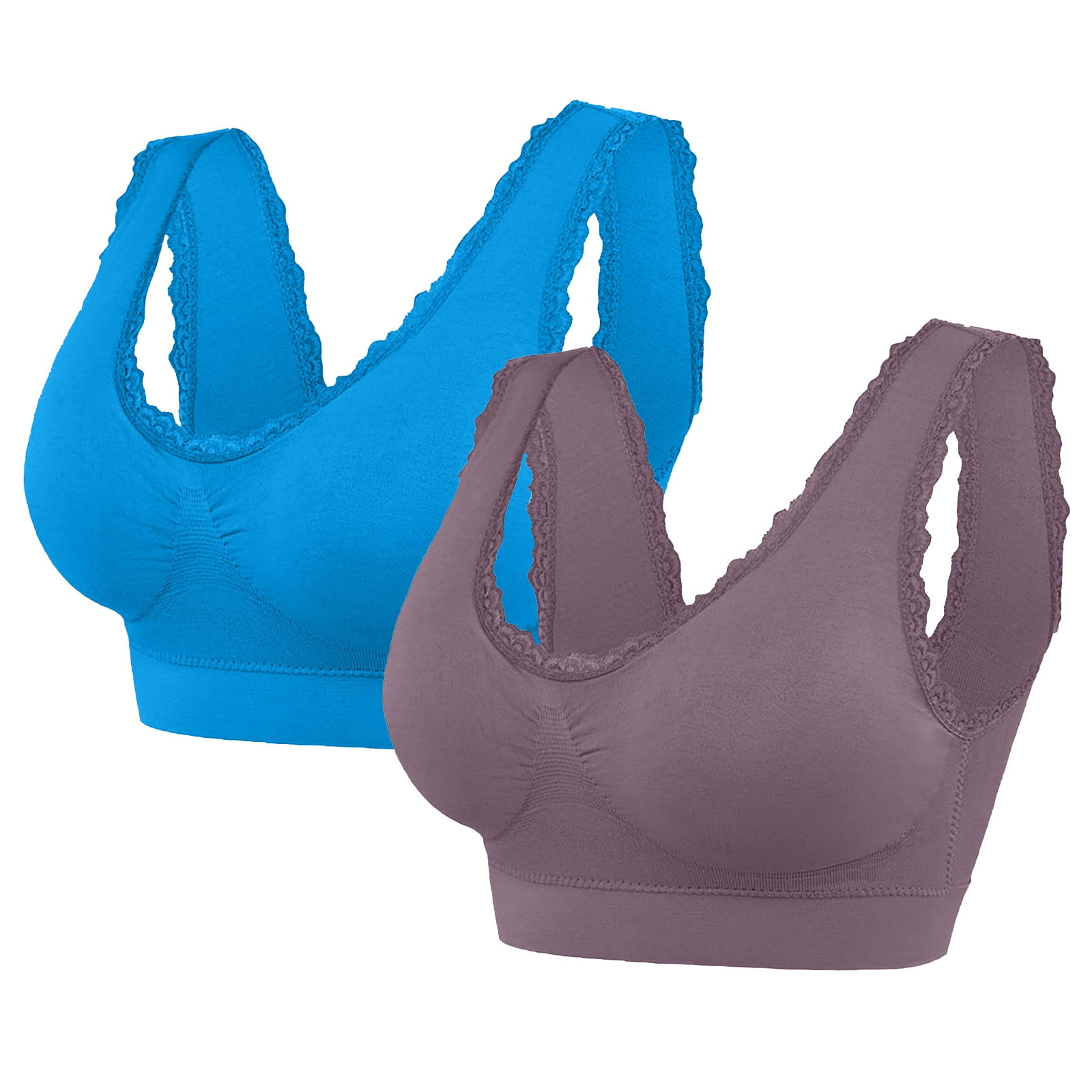 Ahabrexf Bra for Women, Lace Splicing Glossy Seamless Style with High ...