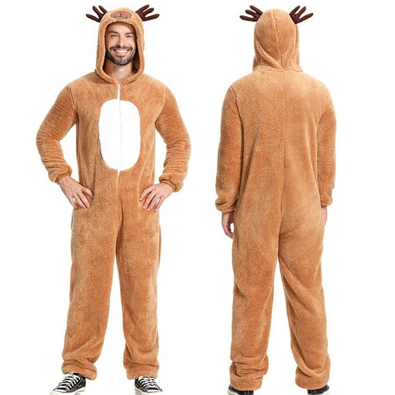 Ahabrexf Christmas Onesie Men,Solid Color Zipper Button Casual Jumpsuit ...