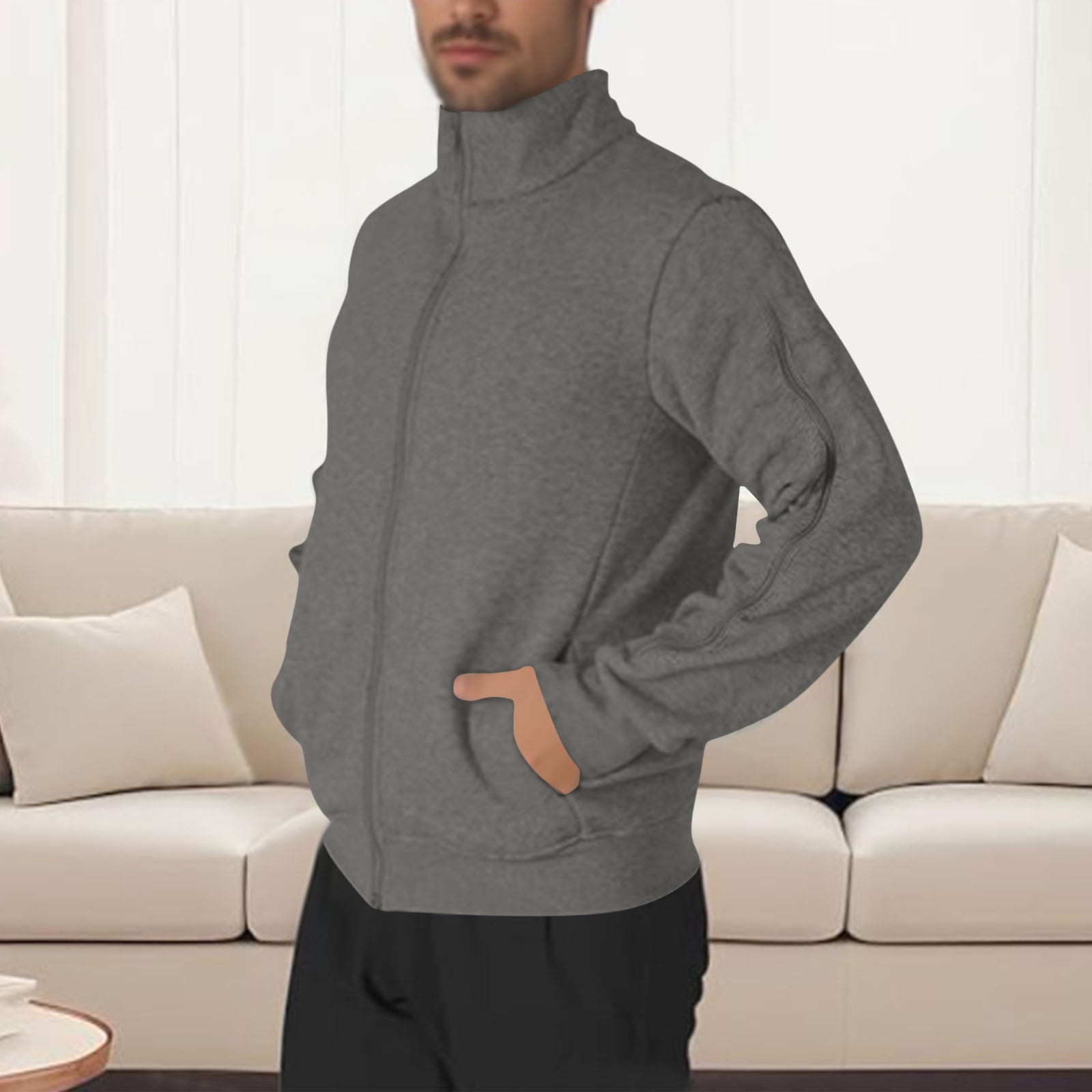 Ahabrexf Thermals for Men, Laid-Back Fashion Zipper Cardigan Standing ...