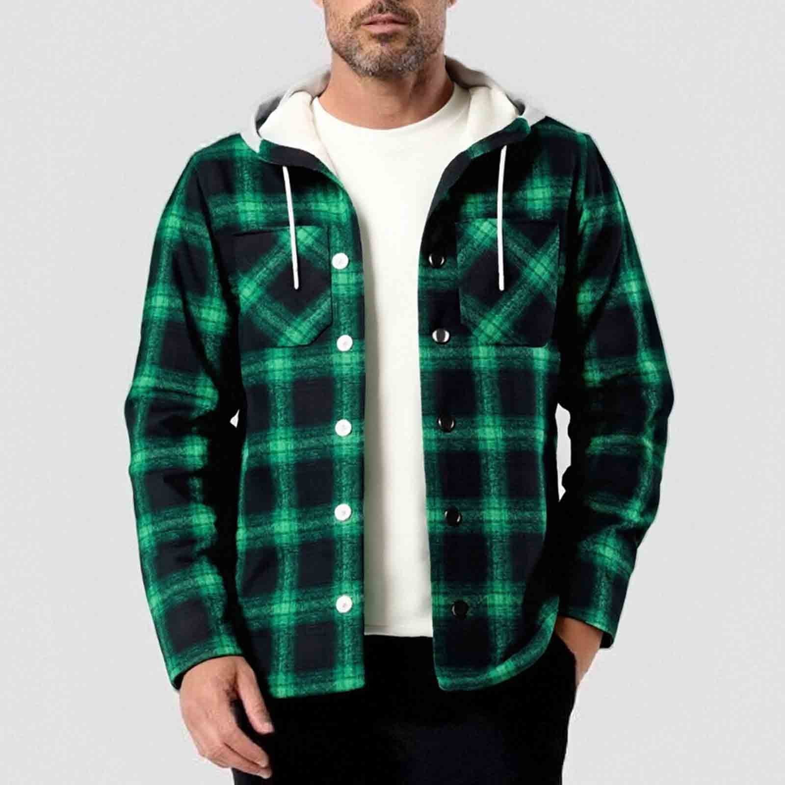 Ahabrexf Coats for Men,Men Plaid Fashionable Laid-Back Button ...