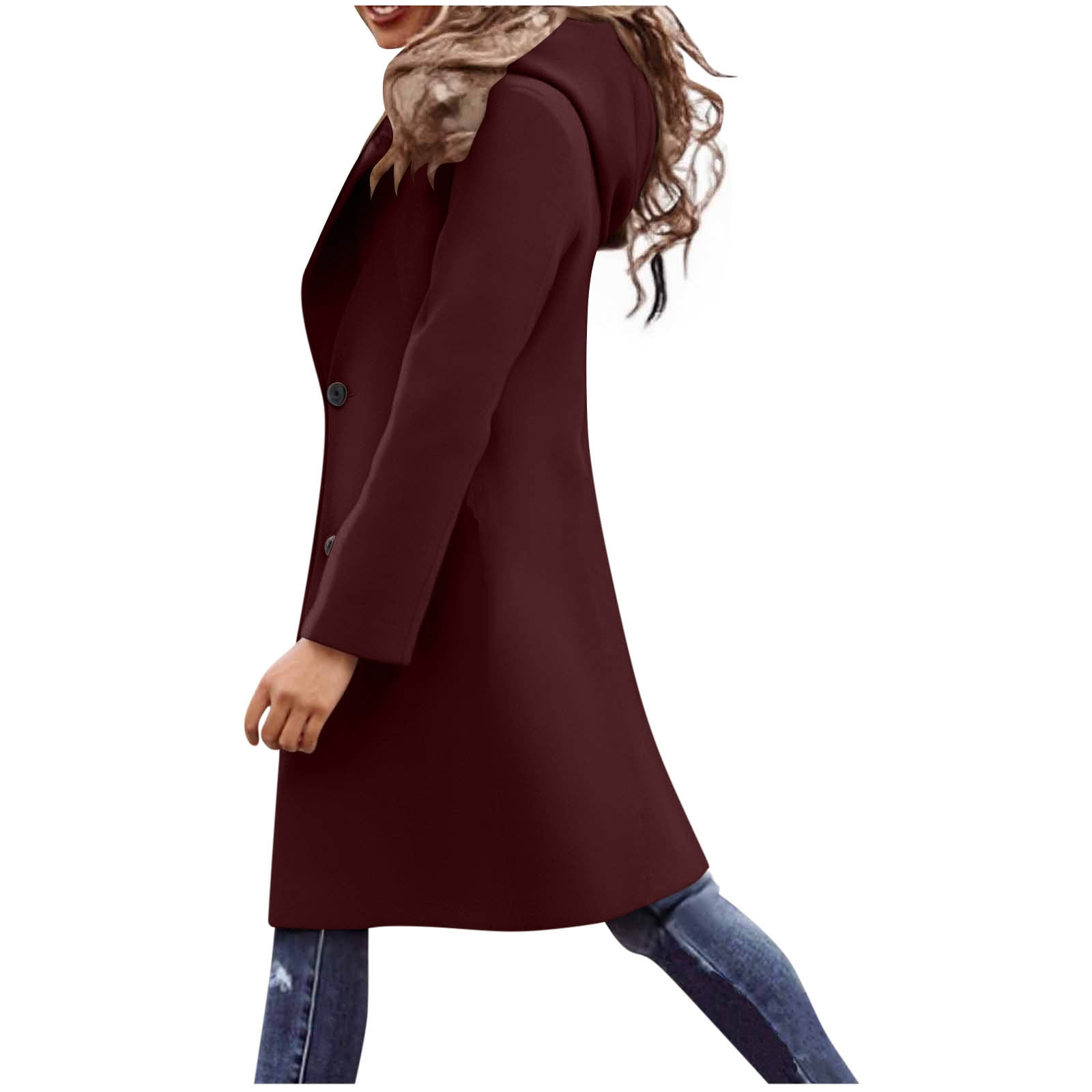 Ahabrexf Wool Coats for Women, Everyday Warm Cold Weather Loose Long ...