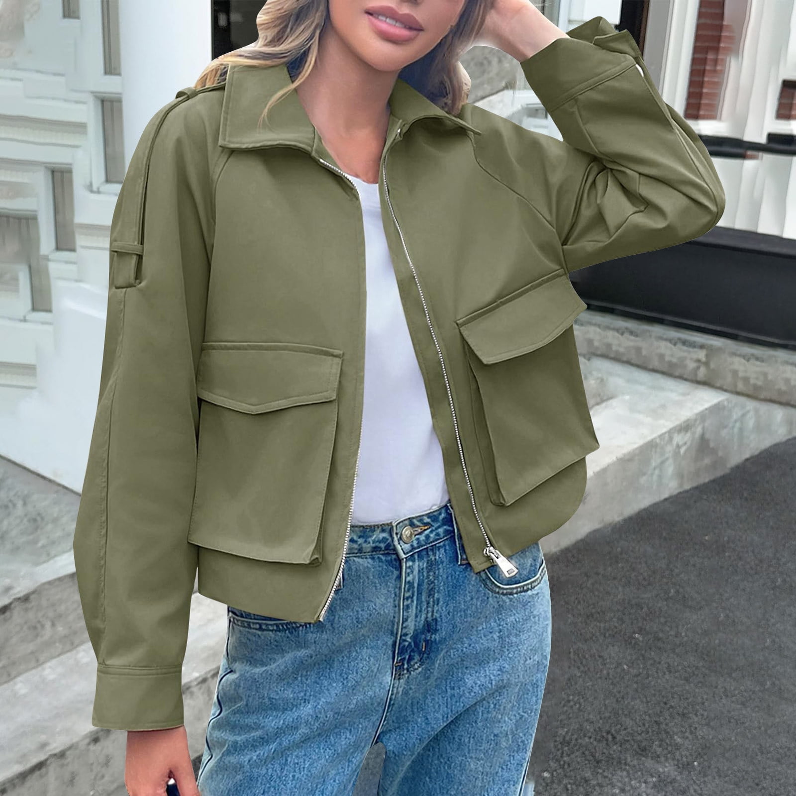 Ahabrexf Coats for Women,Women's Laid-Back Classic Hue Long Sleeved ...