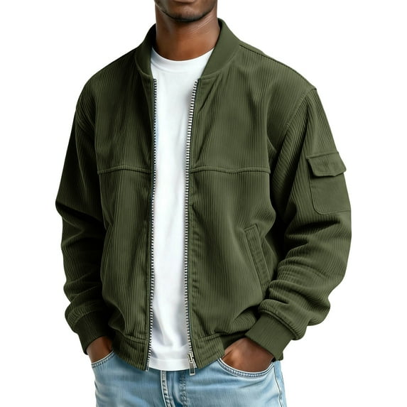 Ahabrexf Corduroy Jacket, Men's Winter Casual Long Sleeve Hooded Coat ...