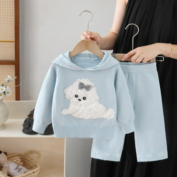 Ahabrexf Dog Winter Sweater,Kids Dog Print Knit Set Top Pants Imitation ...
