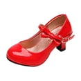 Ahabrexf Dress Sandals High-Heeled Leather Solid Color Bowknot Buckle ...