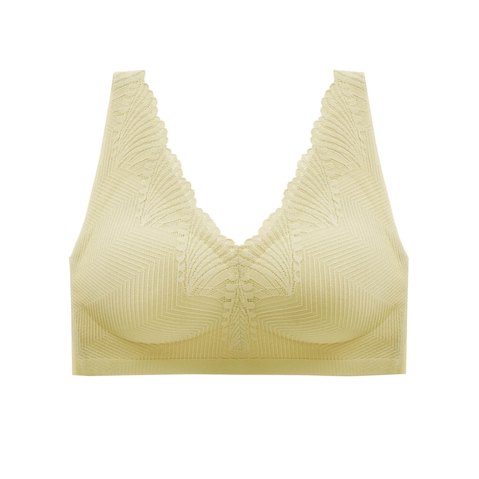 Ahabrexf Fashion Women Solid Color Wireless Lace Together Fixed Cup ...
