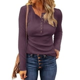 Ahabrexf Fashion Women's Laid-Back Solid Classic Neck Loose Long ...