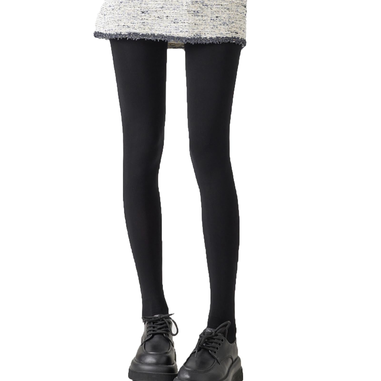 Ahabrexf Fleece Tights Women,Fall Winter Thin 80D Base Layer with Feet ...