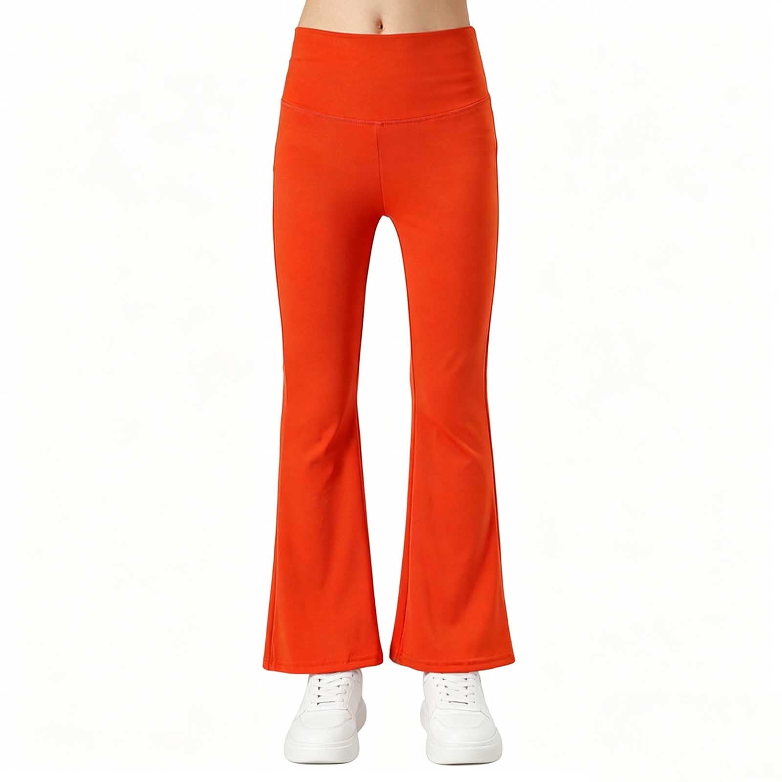 Ahabrexf Girls' High Waisted Yoga Flare Pants Solid Color Stretchy ...