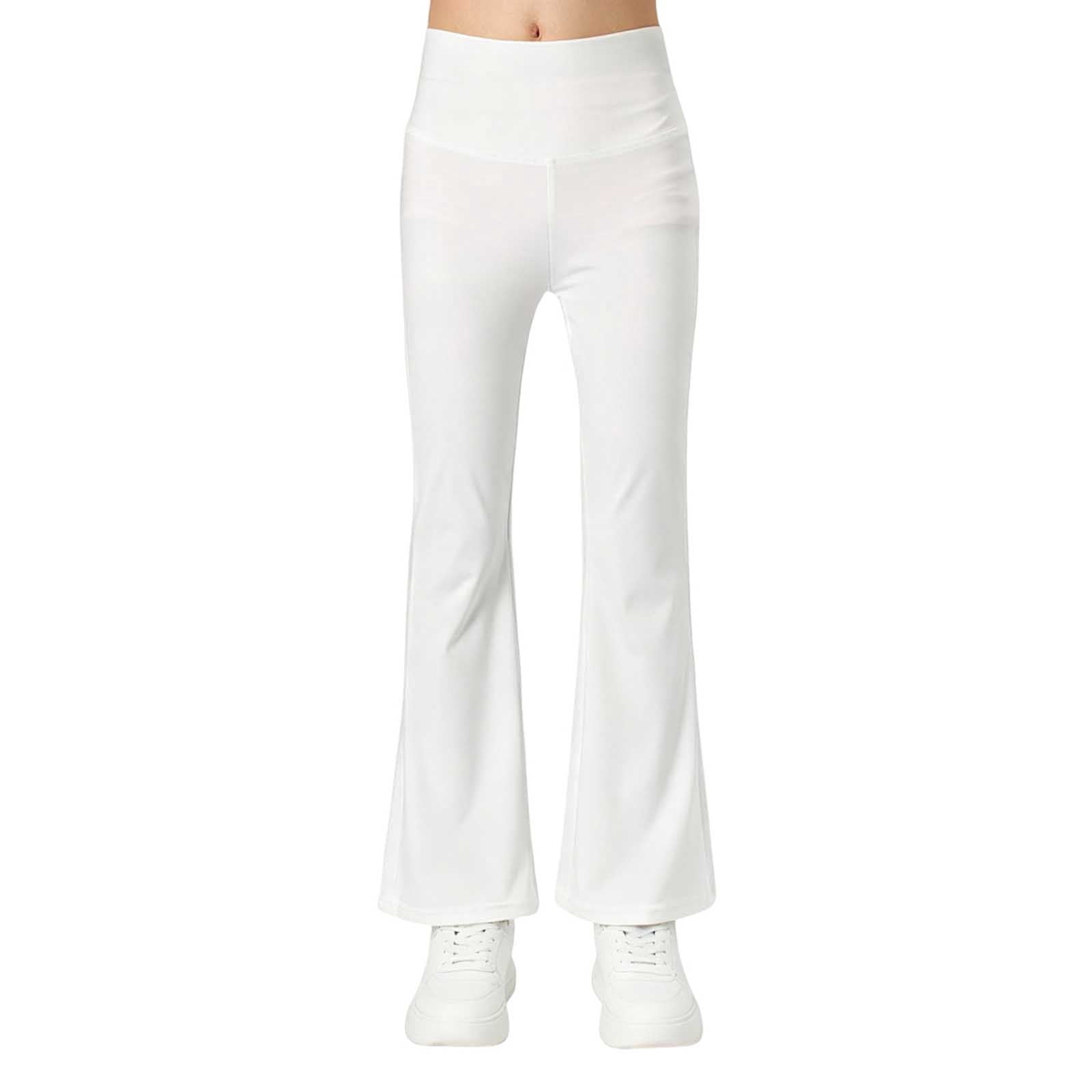 Ahabrexf Girls' High Waisted Yoga Flare Pants Solid Color Stretchy ...