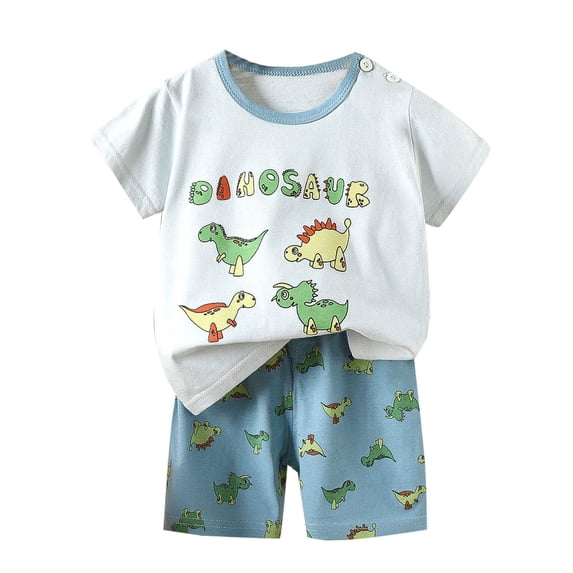 Ahabrexf Girls Summer Outfits Toddler Cotton Short Sleeve Round Neck ...