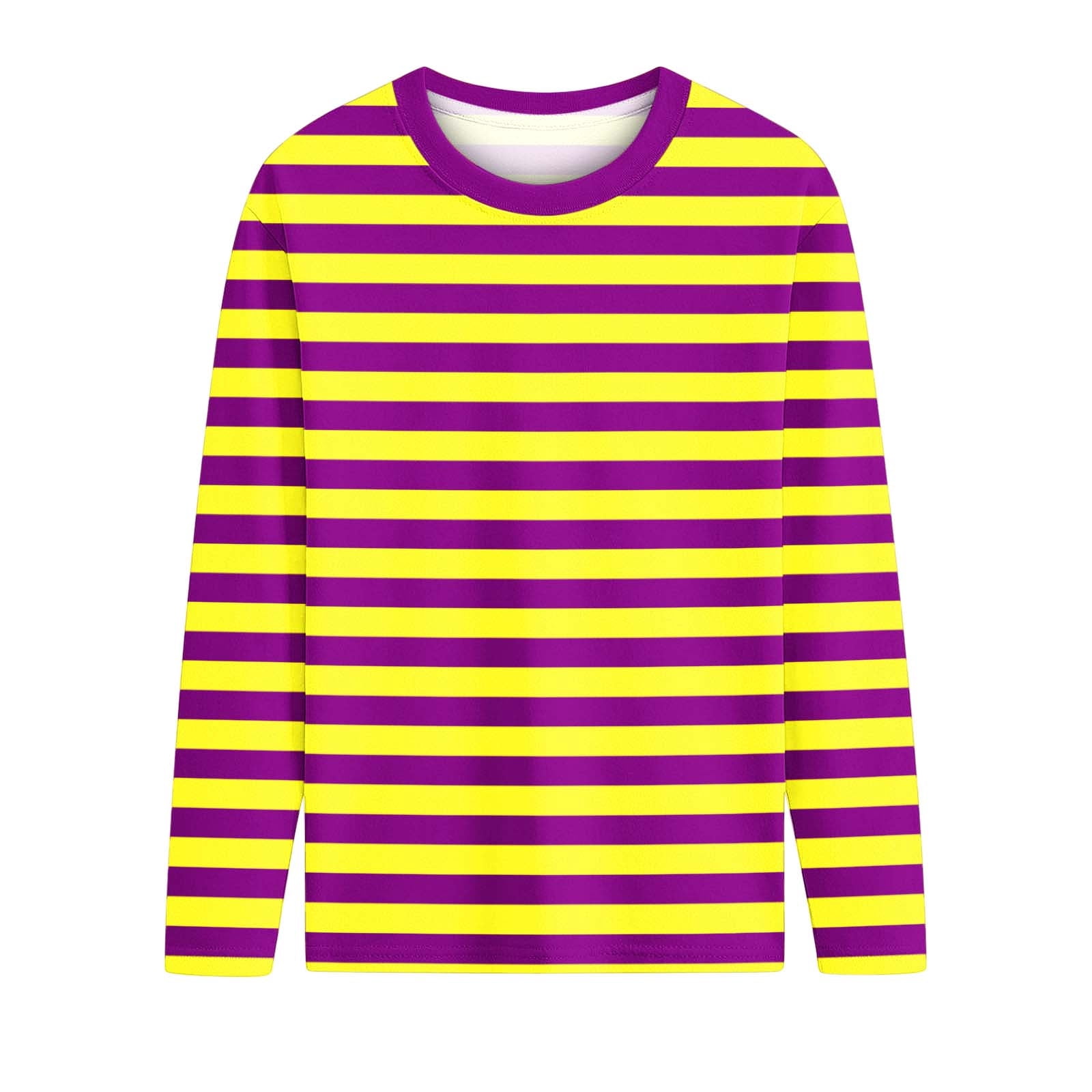 Ahabrexf Girls Tops Striped Print Long Sleeve Soft Breathable Casual ...