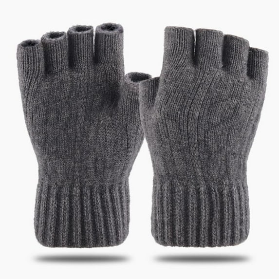 Ahabrexf Gloves for Women,Solid Color Half-Finger Outdoor Thickened ...