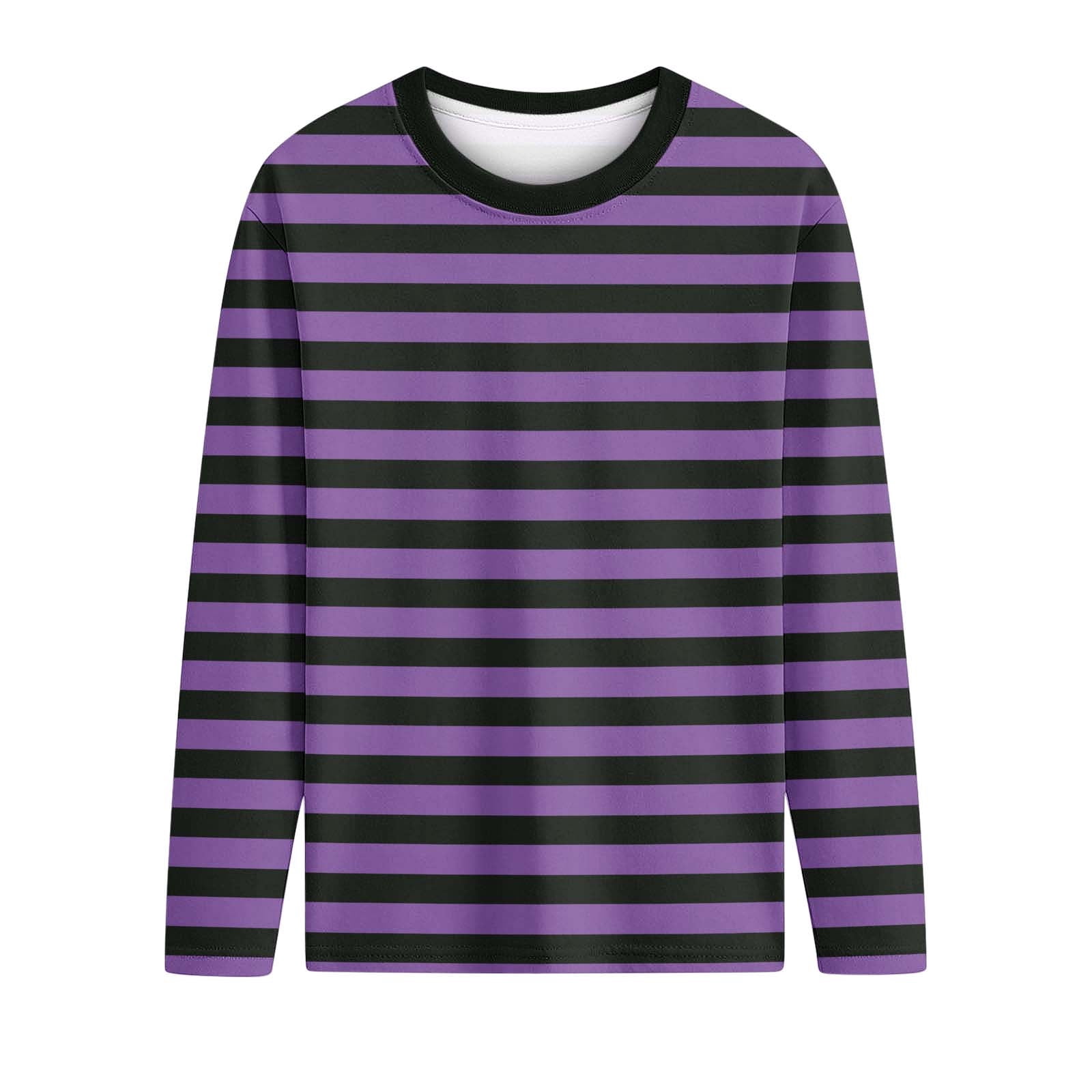 Ahabrexf HappyKids Long Sleeve Top Stripe Print Breathable Soft for ...