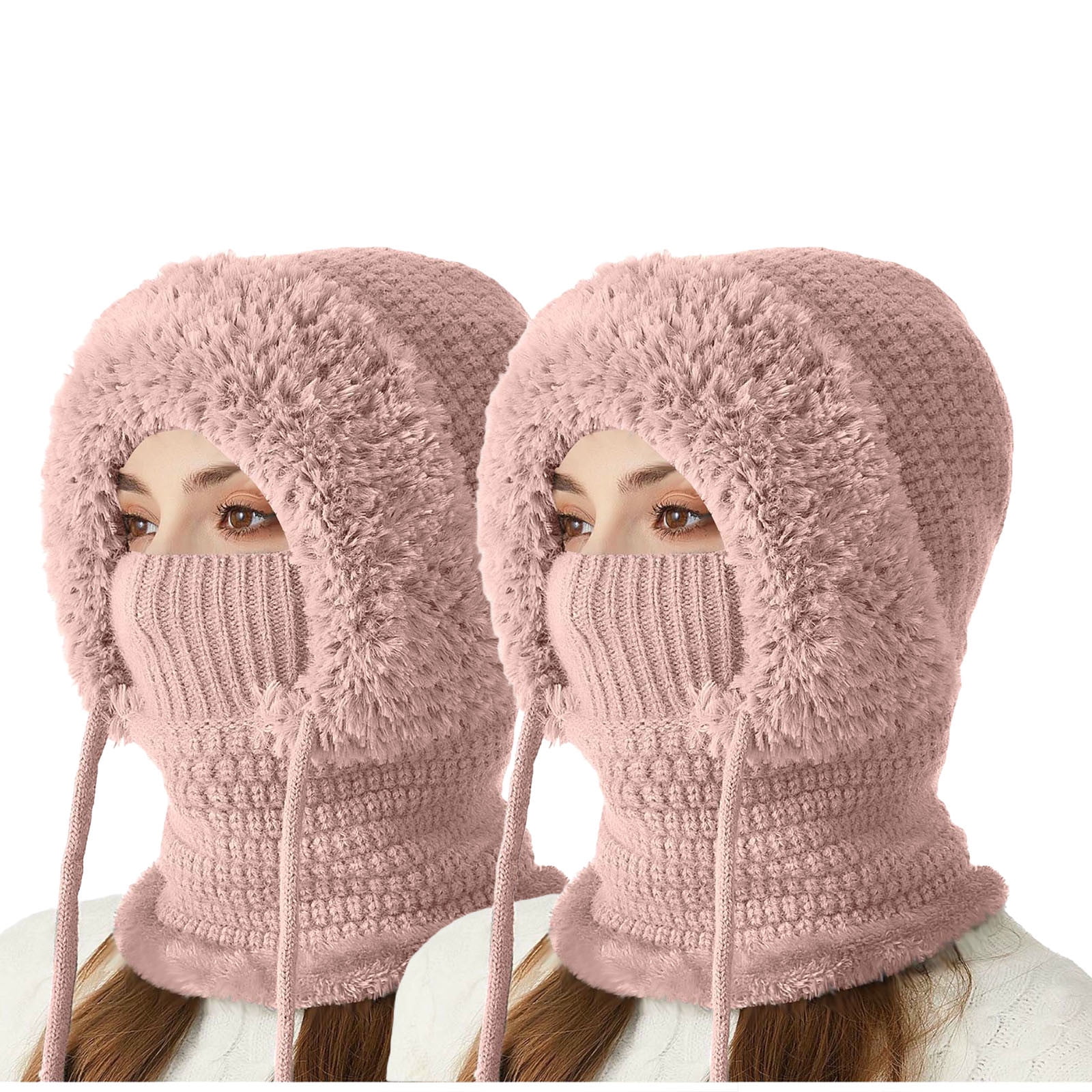 Ahabrexf Hat and Scarf Set for Women,Winter Solid Color Conjoined ...