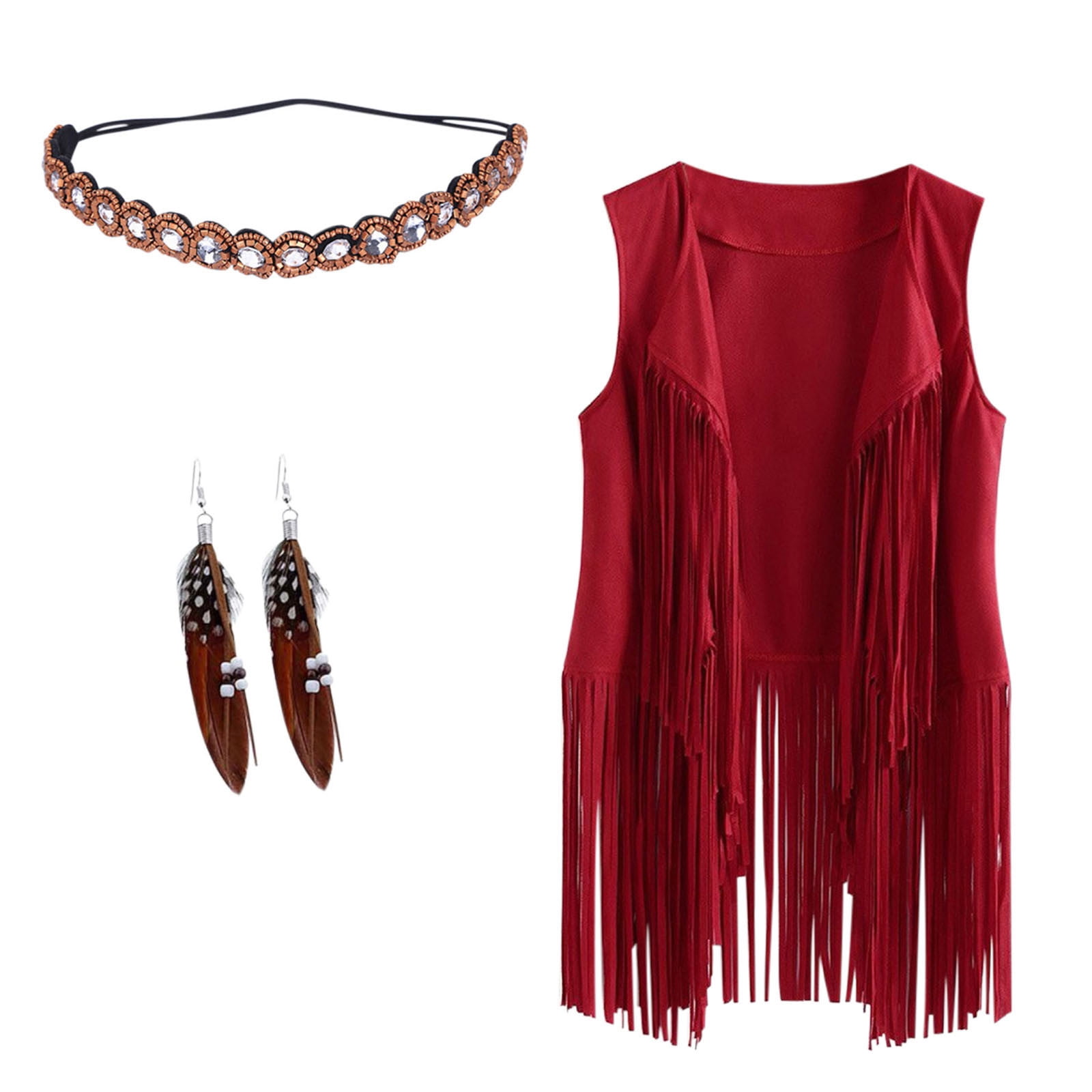 Ahabrexf Headpiece Headband Earrings Suede Earrings Cosplay Hippie ...