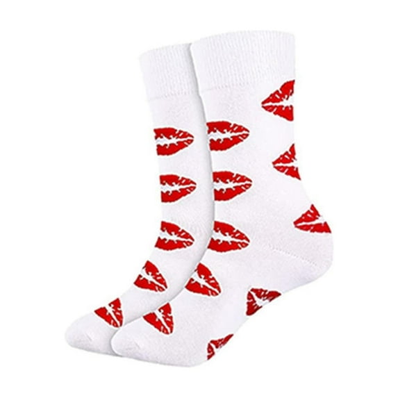 Ahabrexf Heart-Shaped Contrasting Color Mid Tube Socks,Men's and Women ...