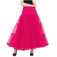 Ahabrexf High Waisted Skirts for Women Mesh Flowy Puffy Solid Color ...