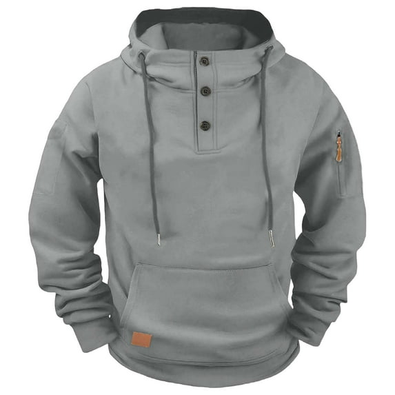 Ahabrexf Hoodie for Men,Men Adding Plush Lining Solid Colors Laid-Back ...
