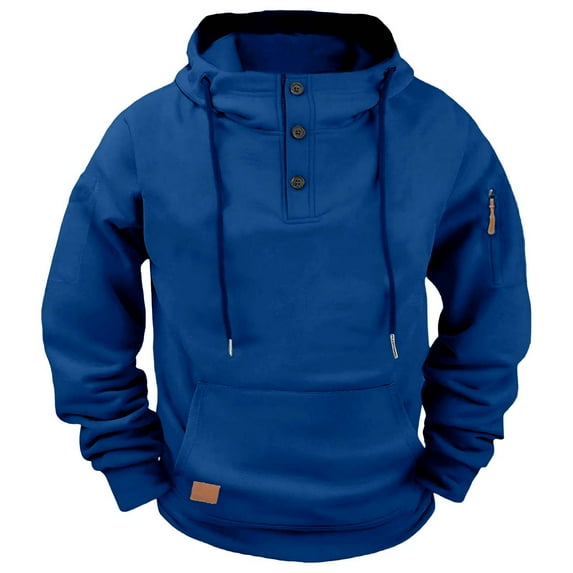 Ahabrexf Hoodie for Men,Men Adding Plush Lining Solid Colors Laid-Back ...