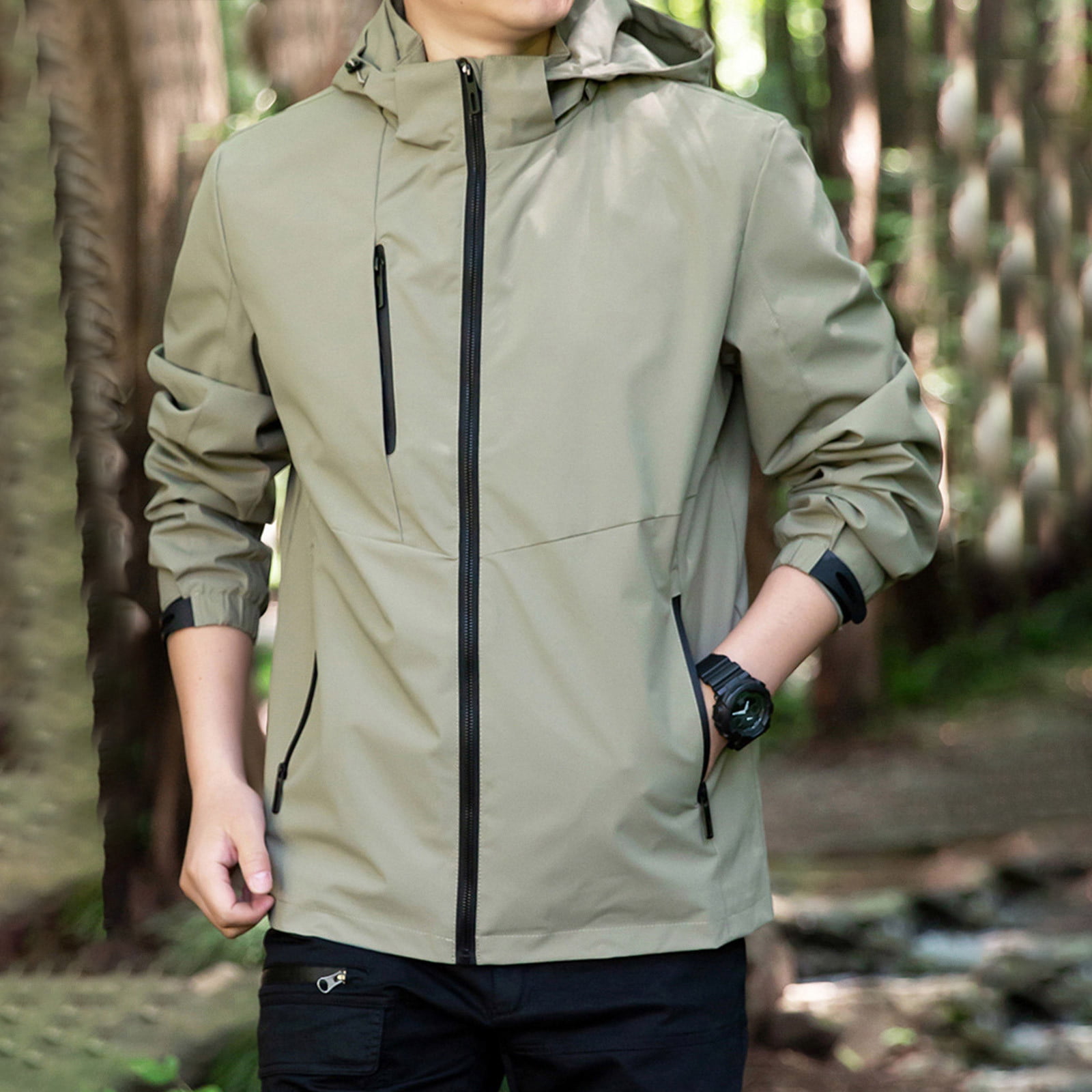 Ahabrexf Mens Winter Coats, Outdoor Hooded Coat Long Sleeve Hooded ...