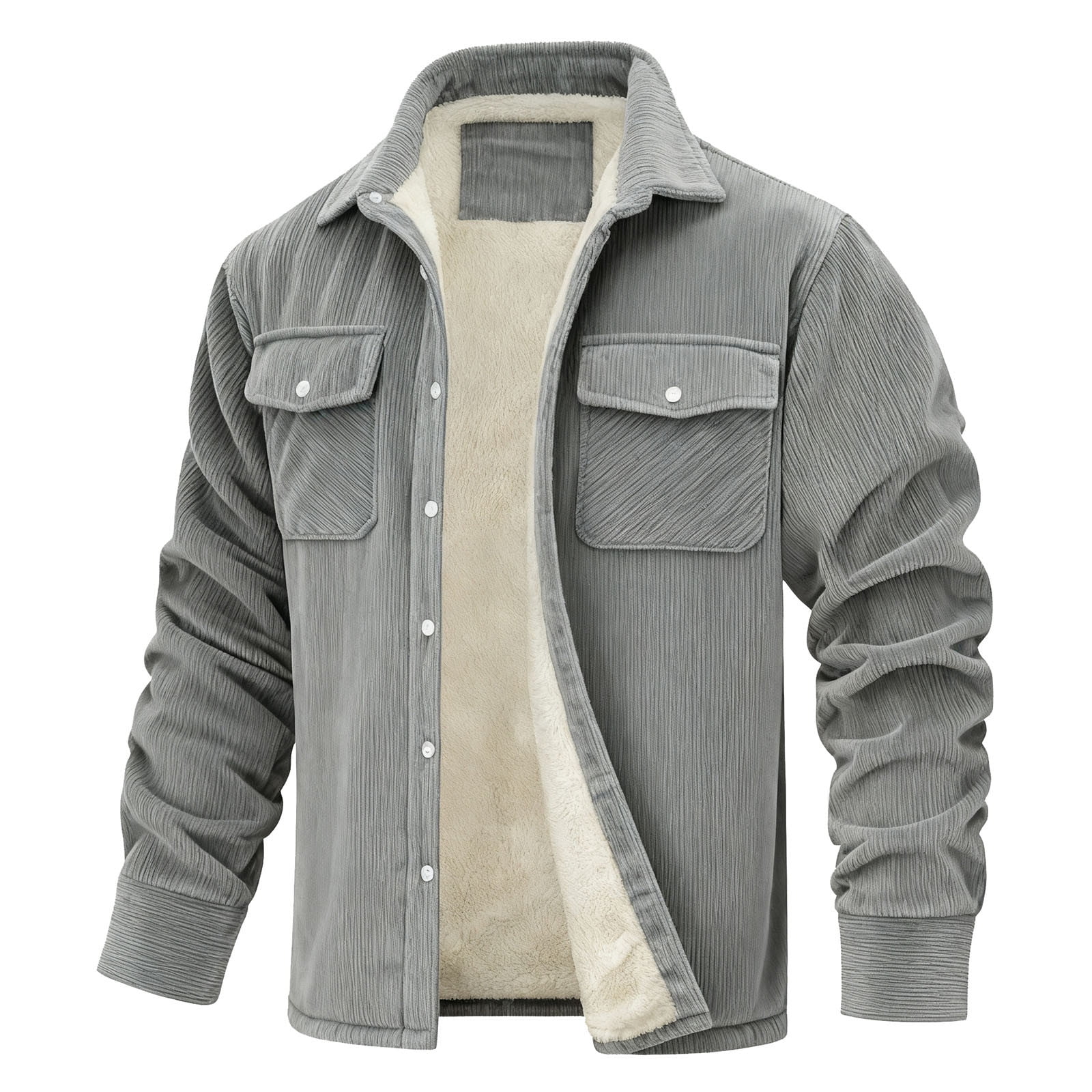 Jackets for Men Fashion, Solid Color Long Sleeve Flap Front Button ...