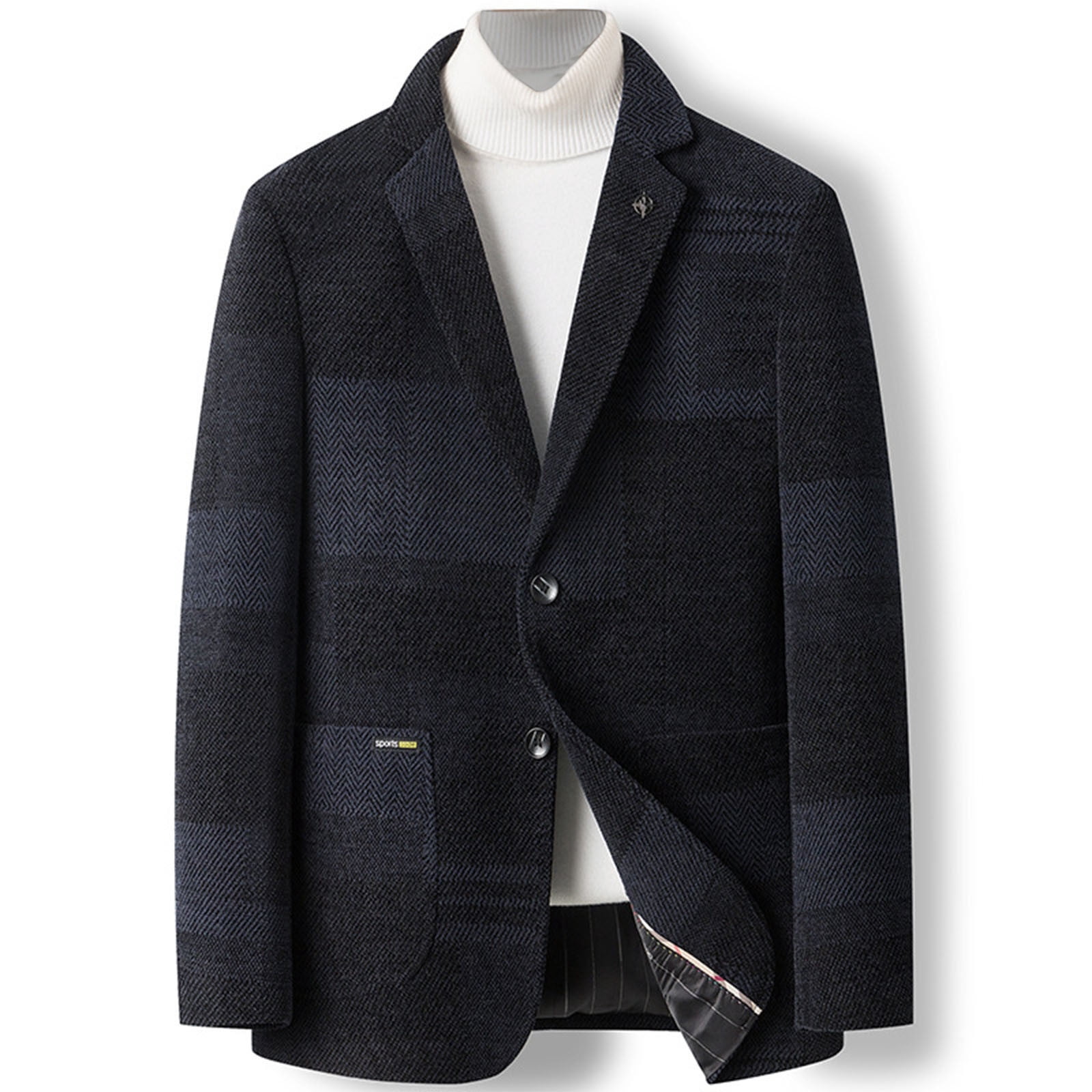 Ahabrexf Jackets for Men Men Casual Solid Button Pocket Lapel Thicken ...