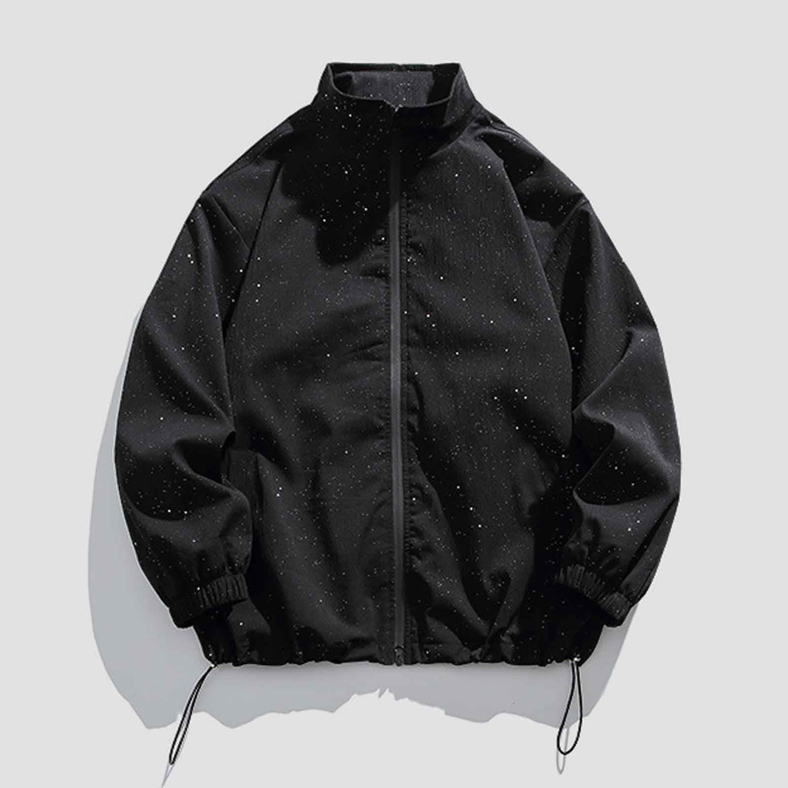 Ahabrexf Jackets for Men Men Casual Solid Color Drawstring Long Sleeve ...