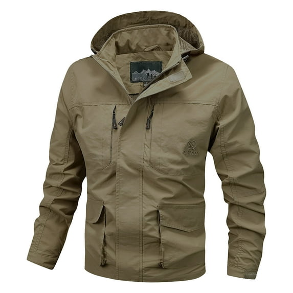 Ahabrexf Jackets for Men,Men's Hooded Zip Pocket Jacket Solid Long ...