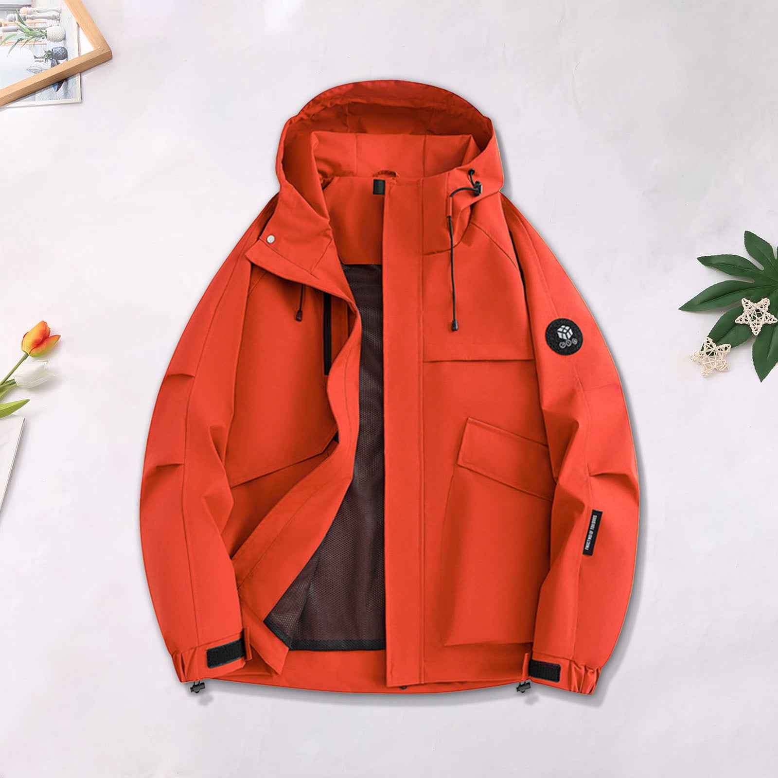 Ahabrexf Hooded Stormtrooper Jacket, Men's Solid Long Sleeve Zip Pocket ...