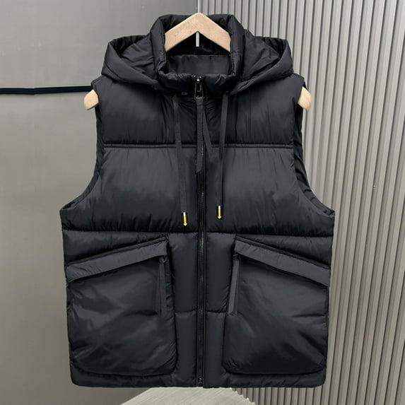 Ahabrexf Jackets for Men,Men's Tank Coat Zip Pocket Solid Sleeveless ...