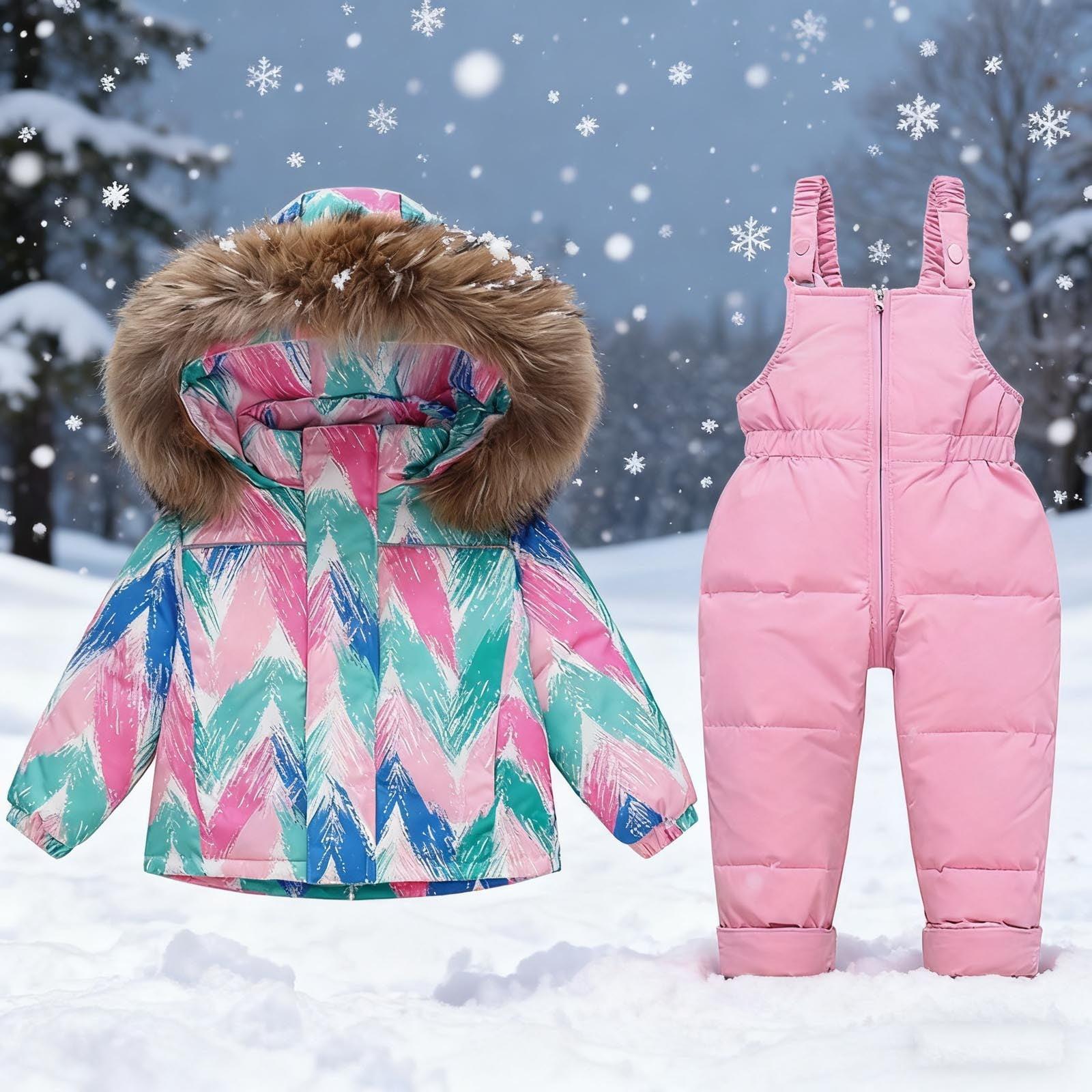Ahabrexf Kids Snow Pants,Kids Ski Suit Down Jacket Overalls Winter ...