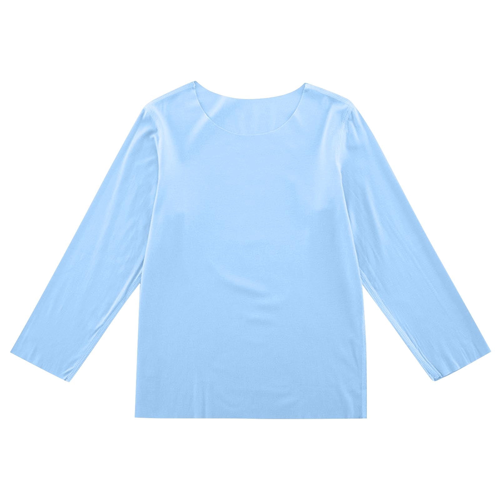 Ahabrexf Kids Solid Round Neck Long Sleeve Top Stretch Base Layer Shirt ...
