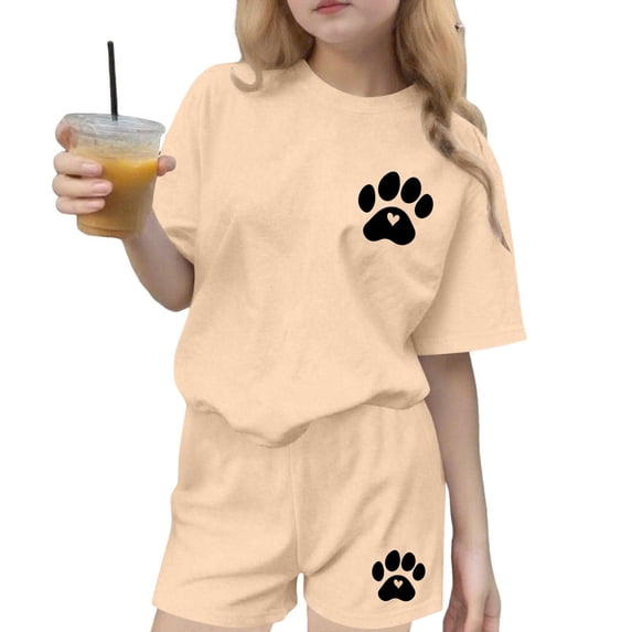 Ahabrexf Kids Summer 2-piece Set for Girls, Short Sleeve Top and Shorts ...