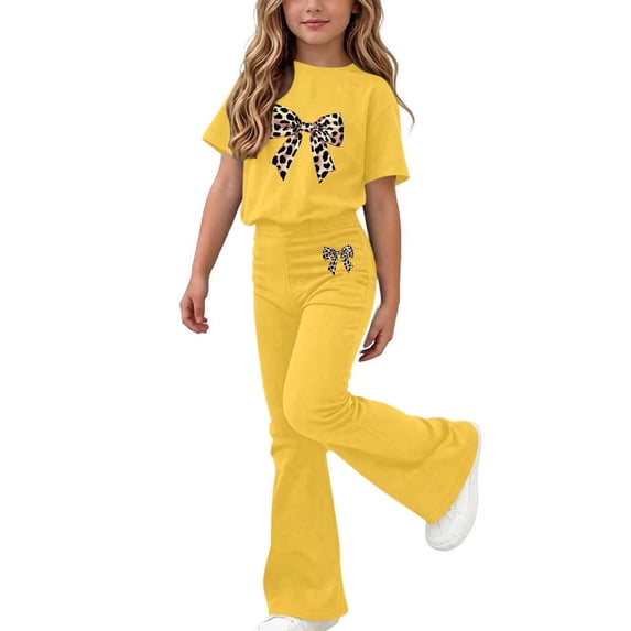 Ahabrexf Kids Summer Print Short Sleeve Shirt and Long Pants 2-Piece ...